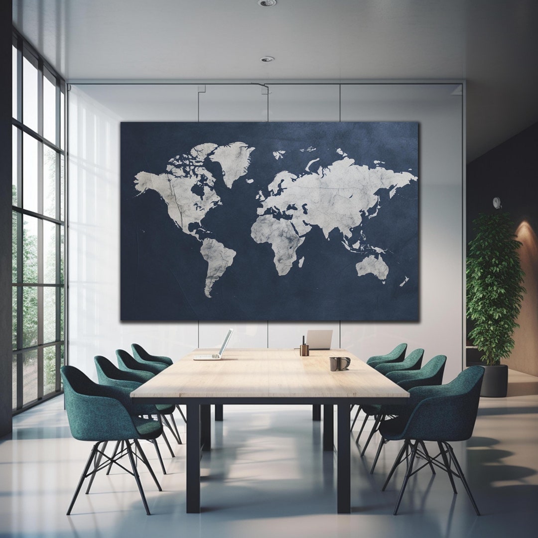 World Map Tempered Glass Wall Art, Map Glass Printing, World Map Glass ...