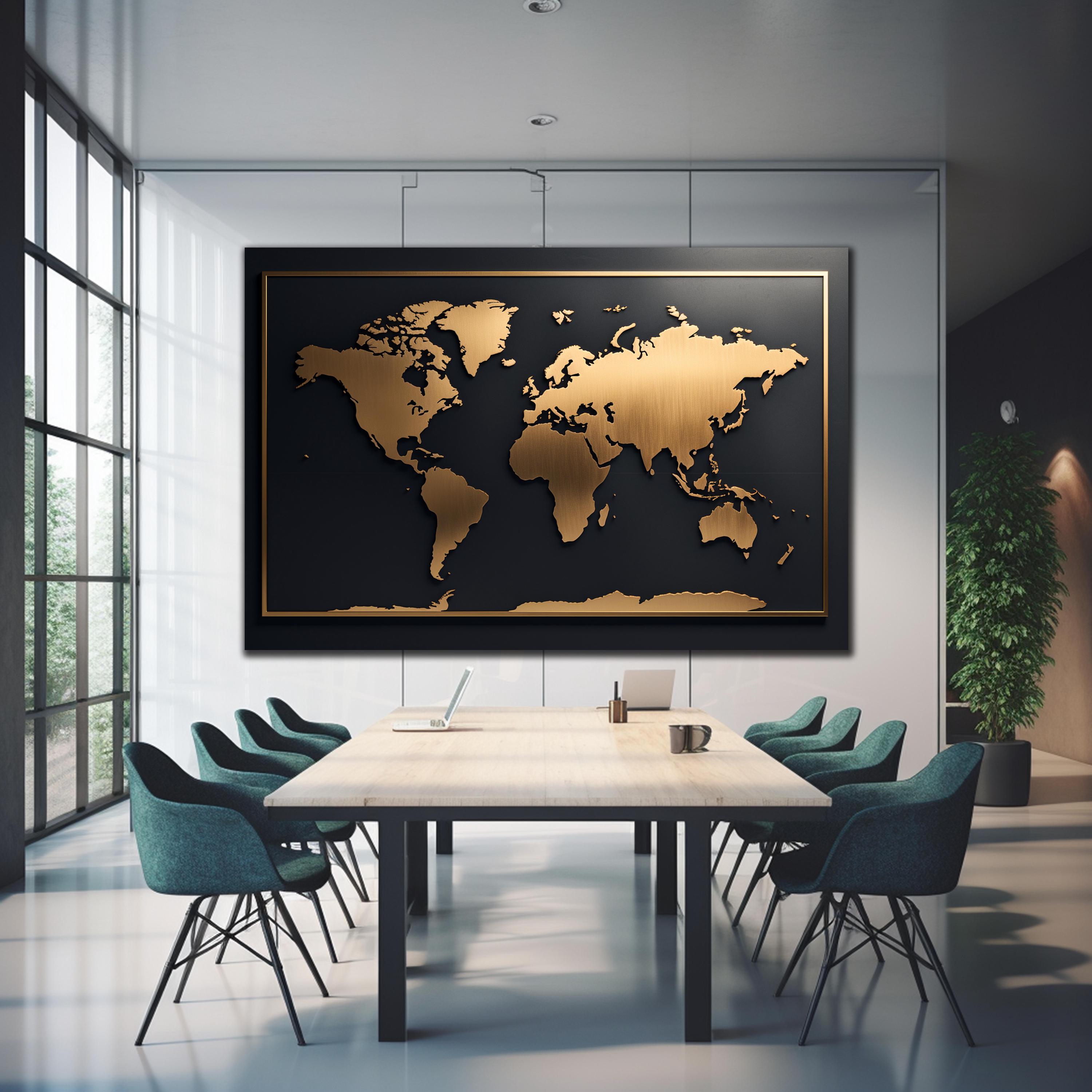 World Map Tempered Glass Wall Art, Map Glass Printing, World Map Glass ...