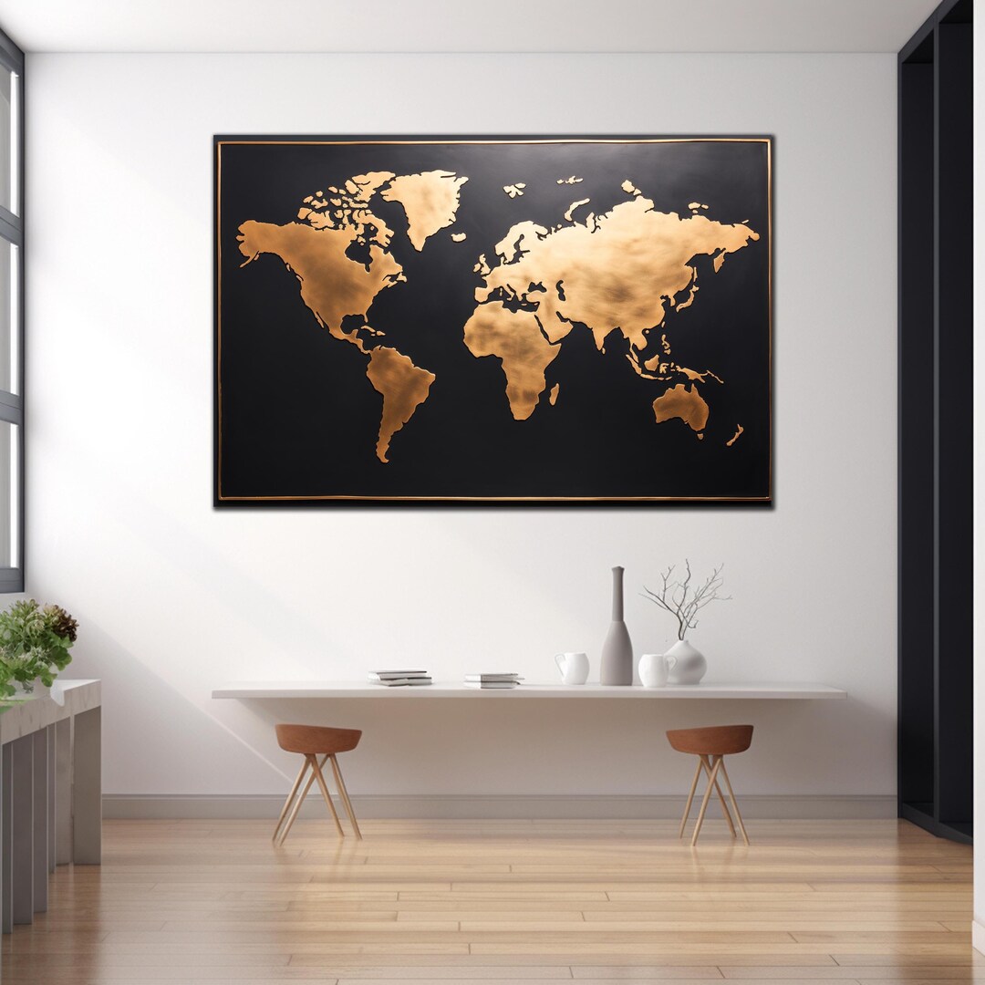 World Map Tempered Glass Wall Art, Map Glass Printing, World Map Glass ...