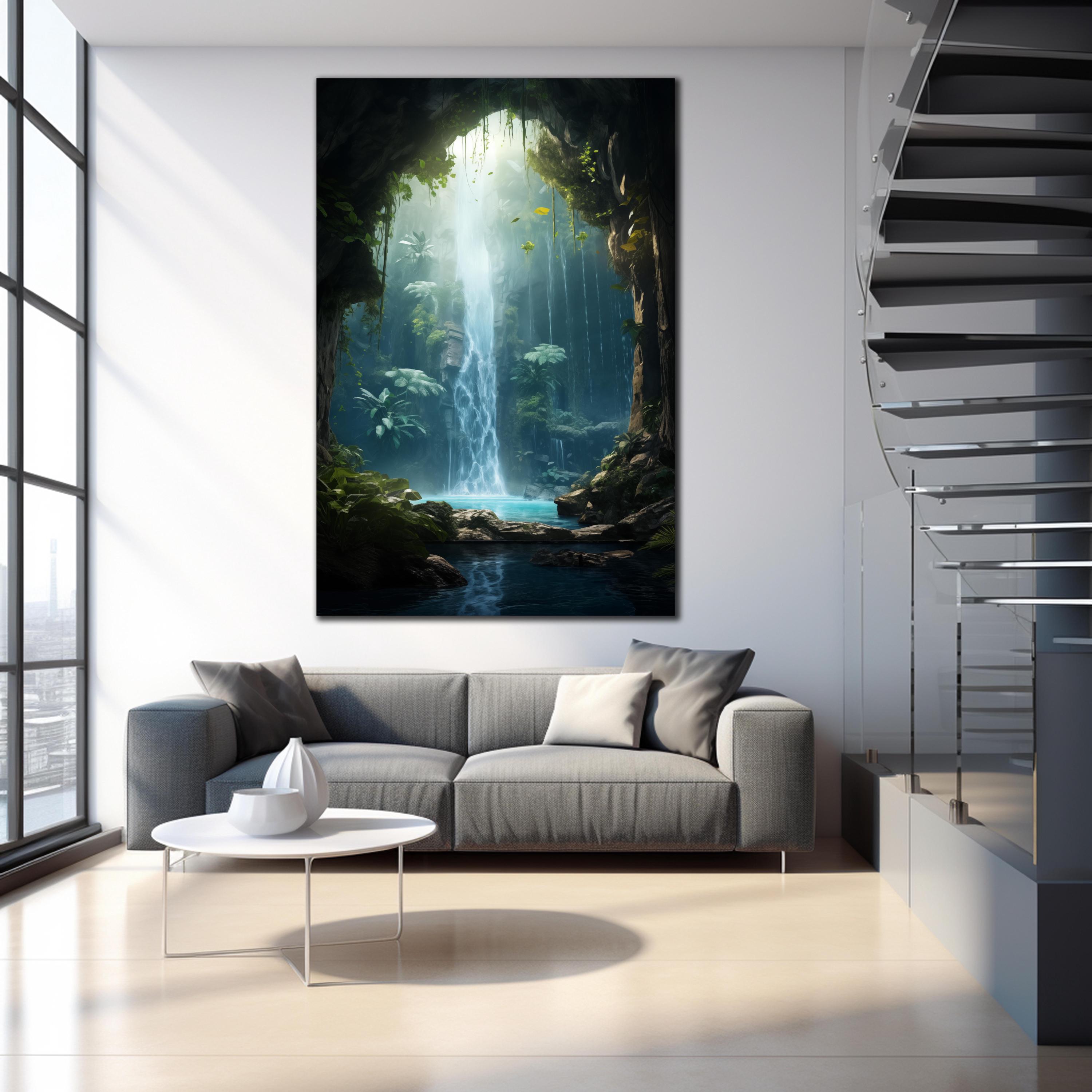 Waterfall Tempered Glass, Paradise Waterfall Wall Art, Nature Glass ...