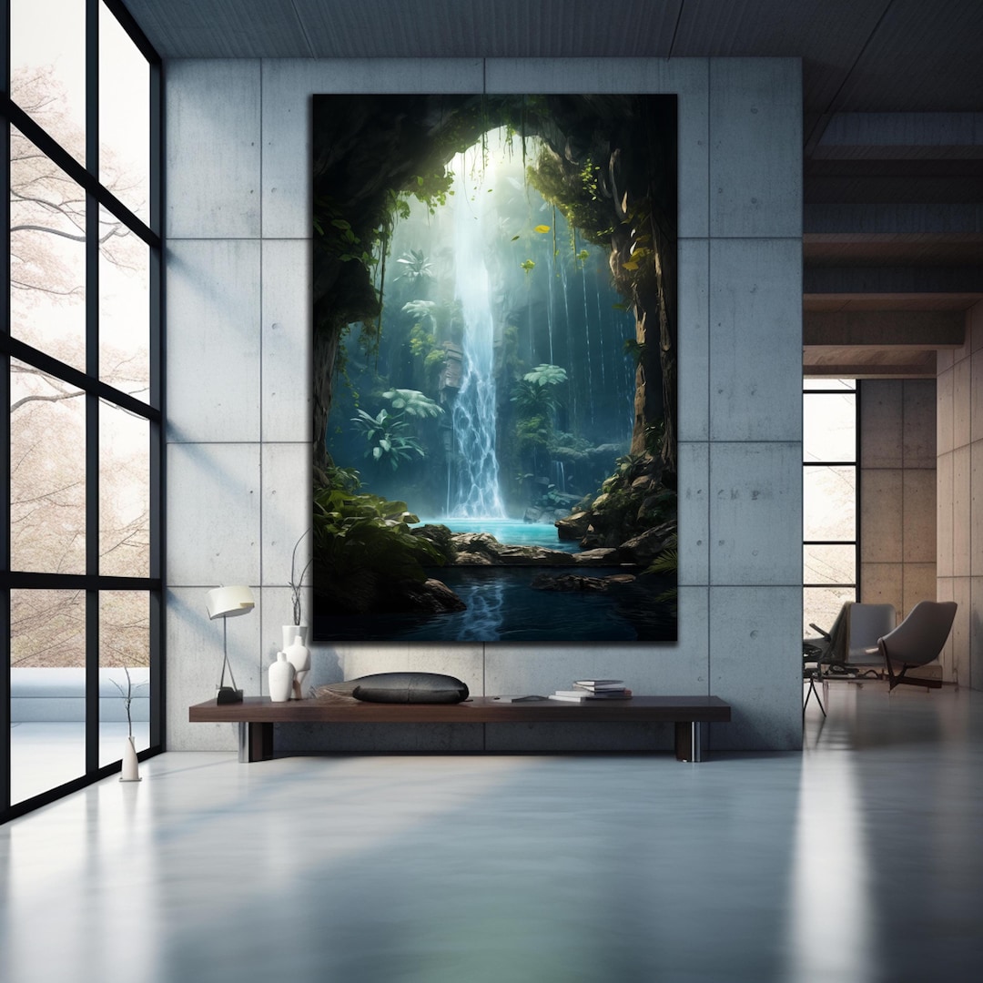 Waterfall Tempered Glass, Paradise Waterfall Wall Art, Nature Glass ...