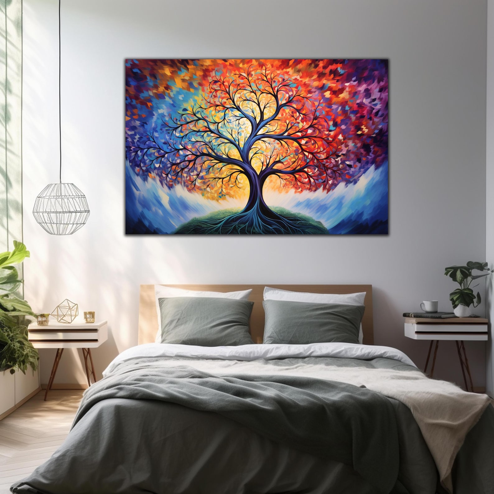 Colorful Tree of Life Tempered Glass Wall Art, Tree of Life Glass Print ...