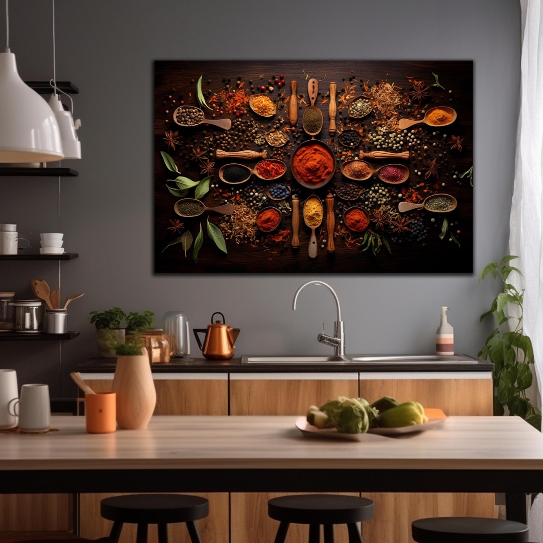 Spices Wall Decor, Spice Tempered Glass, Kitchen Wall Art, Glass ...