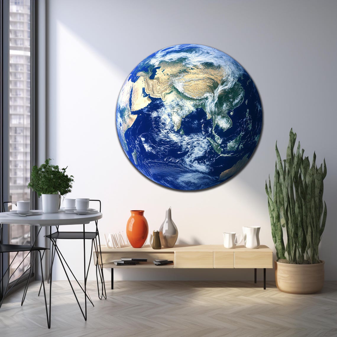 Earth Tempered Glass, Planet Earth Glass Wall Decor, Round Glass Wall ...