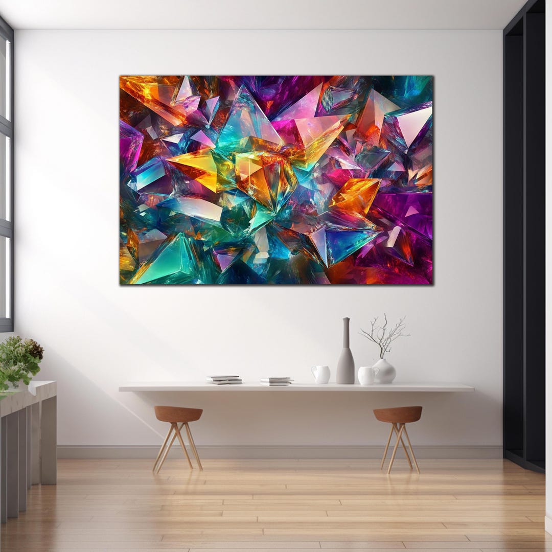 Crystal Tempered Glass Wall Art, Colorful Crystal Glass Wall Decor ...