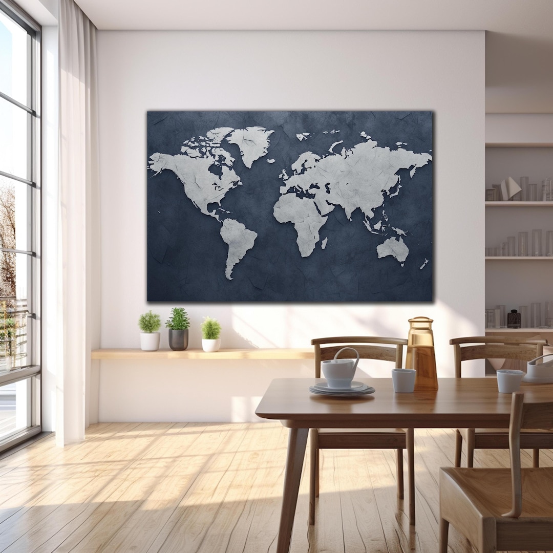 World Map Tempered Glass Wall Art, Map Glass Printing, World Map Glass ...