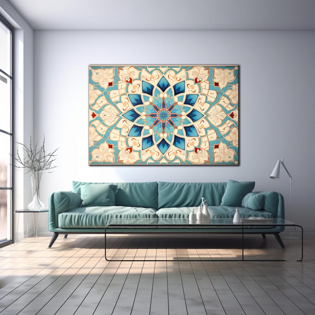 Ethnic Pattern Tempered Glass Wall Art, Traditional Glass Wall Decor ...