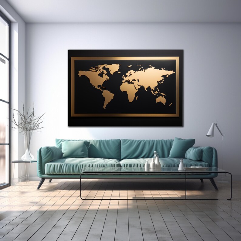 World Map Tempered Glass Wall Art, Map Glass Printing, World Map Glass ...