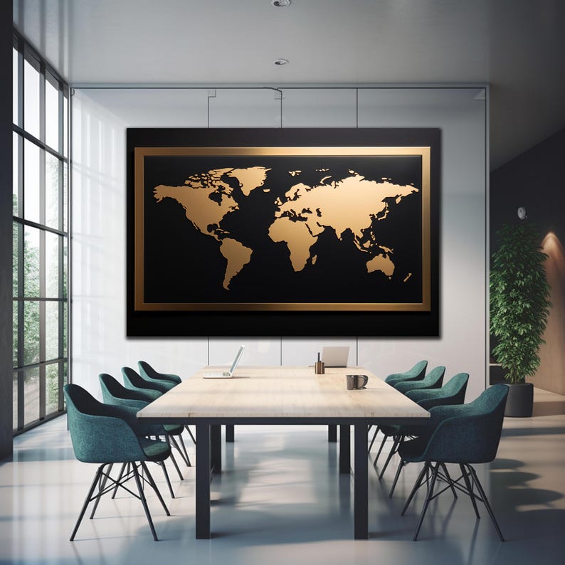 World Map Tempered Glass Wall Art, Map Glass Printing, World Map Glass ...