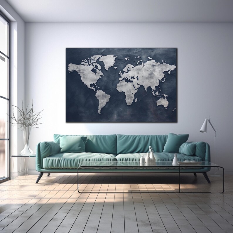 World Map Tempered Glass Wall Art, Map Glass Printing, World Map Glass ...