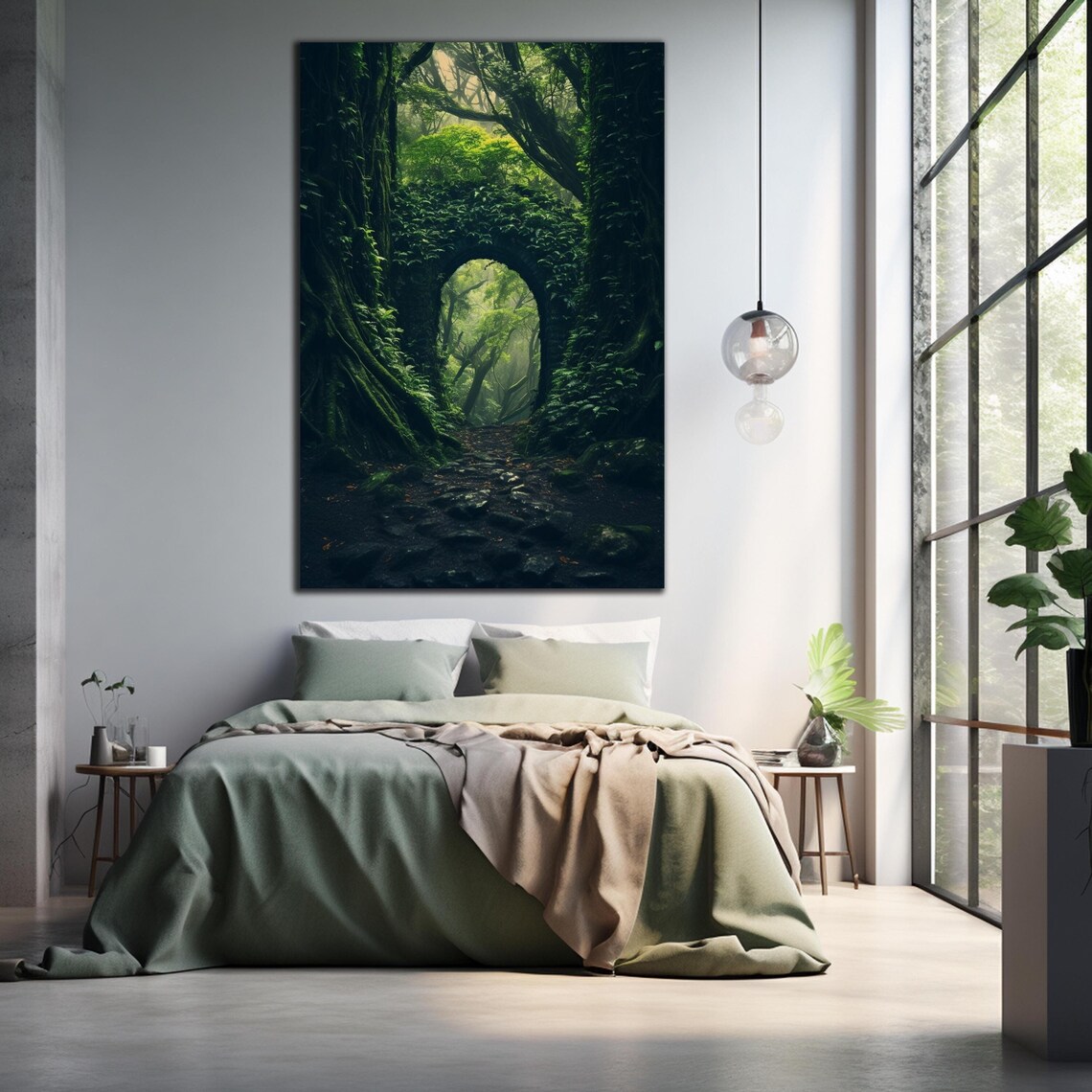 Endless Forest Glass Wall Art, Tree Nature Tempered Glass, Forest Wall ...