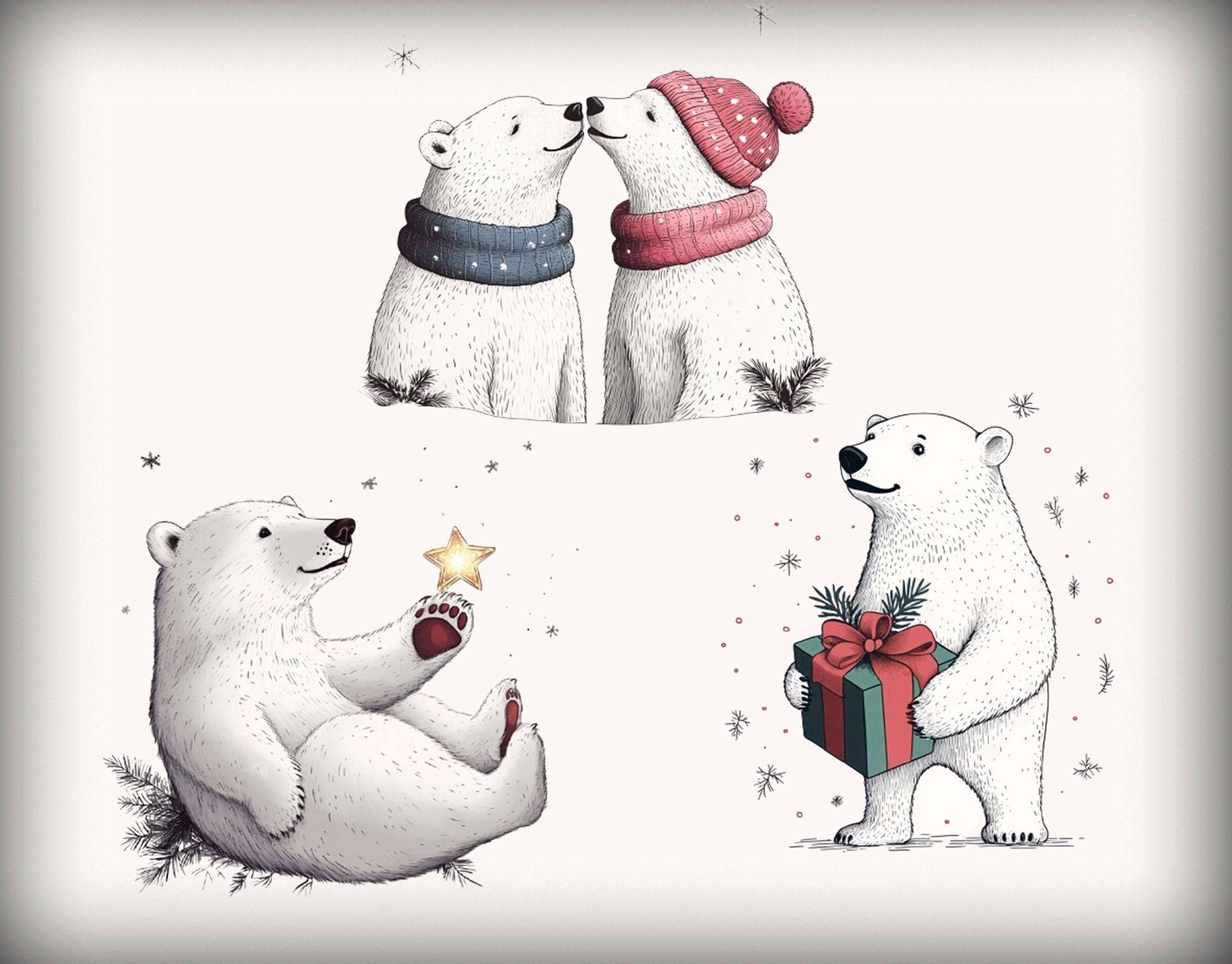Polar Bear Christmas Clipart Bundle | 18 PNG Images | Holiday Clip Art ...