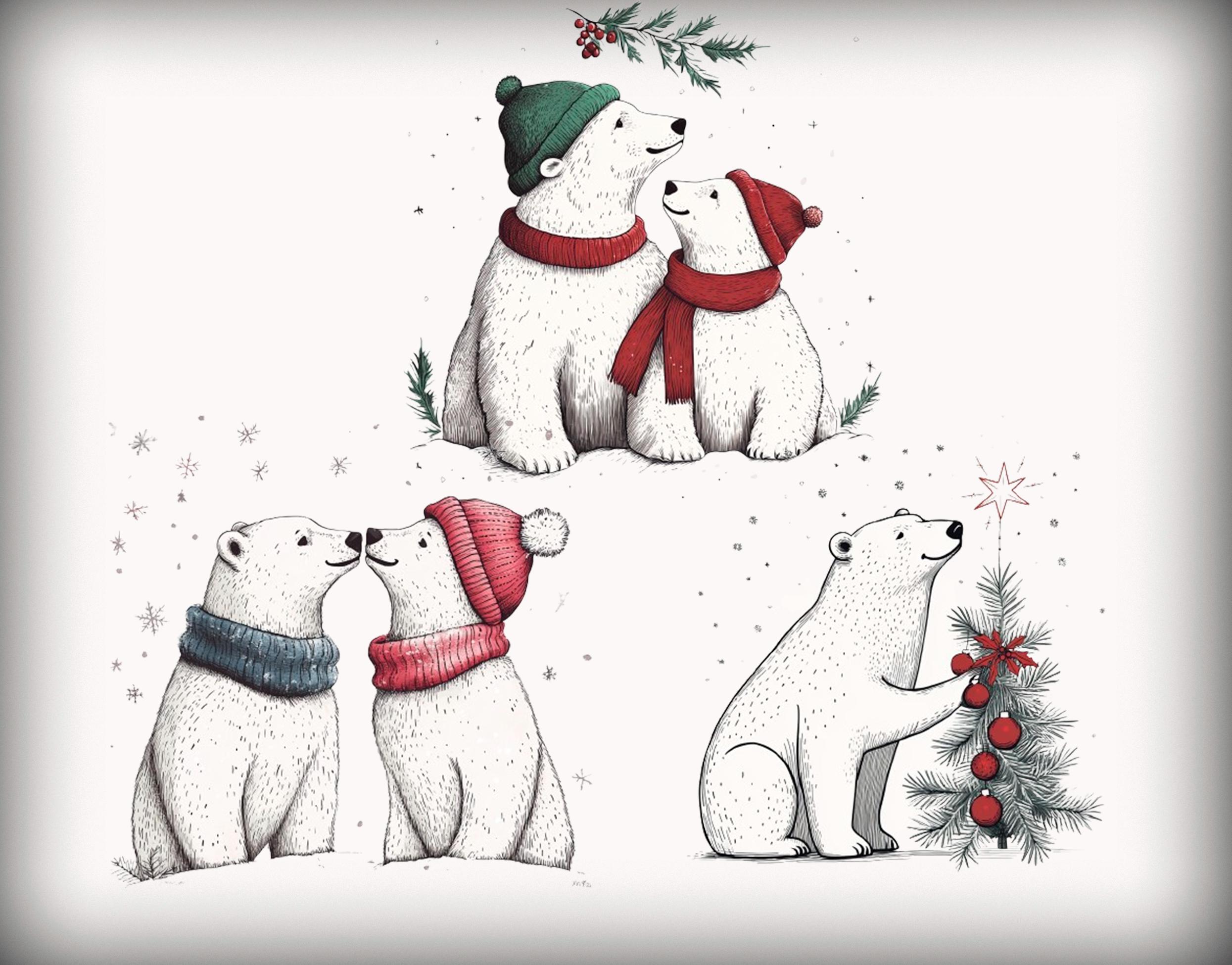 Polar Bear Christmas Clipart Bundle | 18 PNG Images | Holiday Clip Art ...