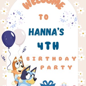 Editable Bluey Girls Daisy Bundle Birthday Invitation, Welcome Sign ...
