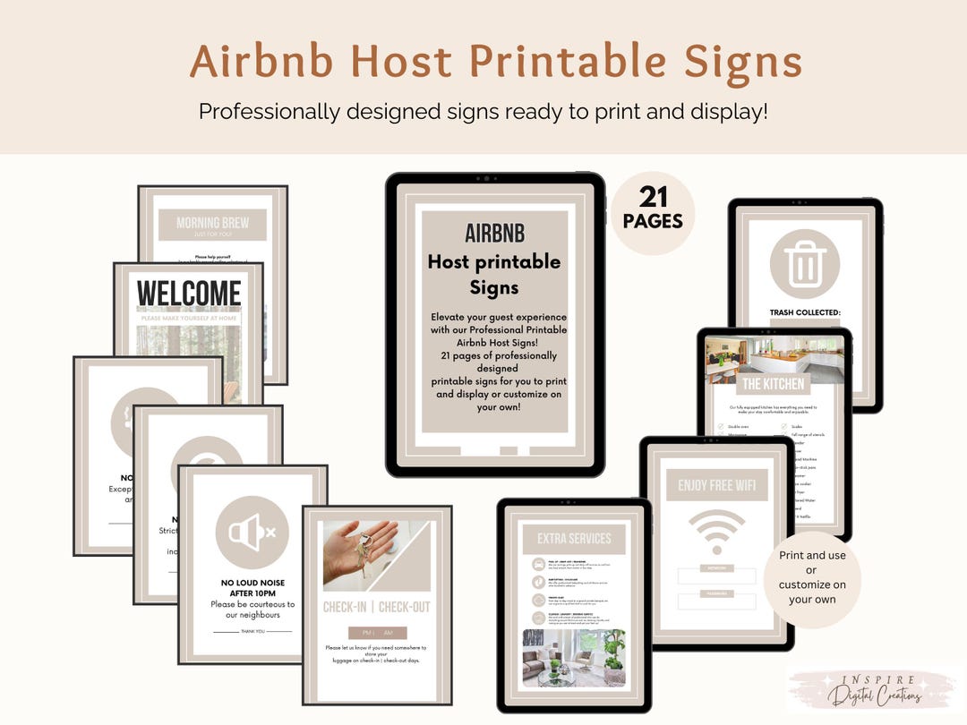 Editable Printable Airbnb Host Signs and Airbnb Cleaning Checklist ...