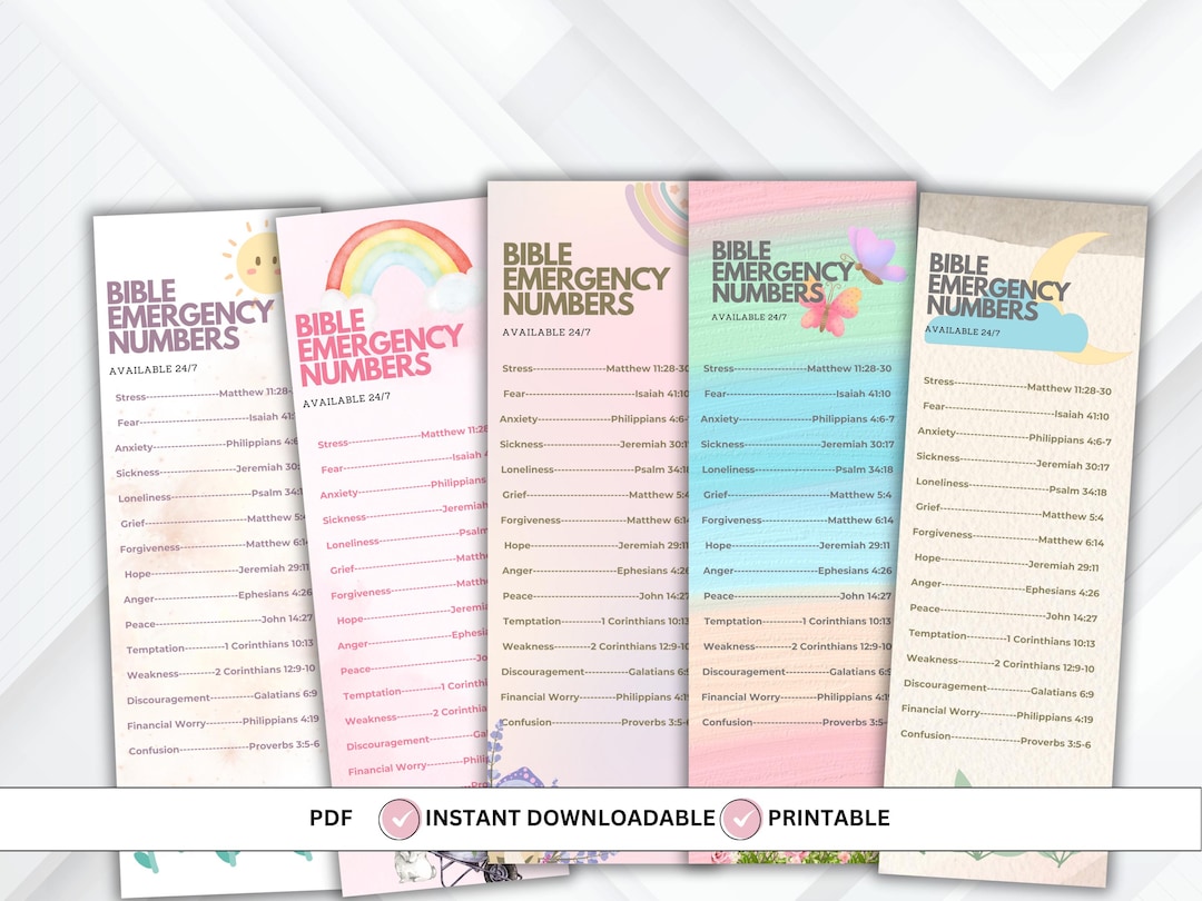 Bible Emergency Numbers Bookmark | Christian Scripture Bookmarks for ...