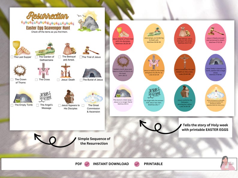 The Easter Story Scavenger Hunt | Christian Easter Egg Hunt for Kids ...