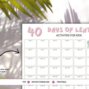40 Days of Lent Countdown | Christian Kids Lenten Activities ...