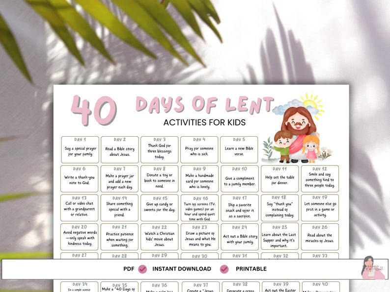 40 Days of Lent Countdown | Christian Kids Lenten Activities ...