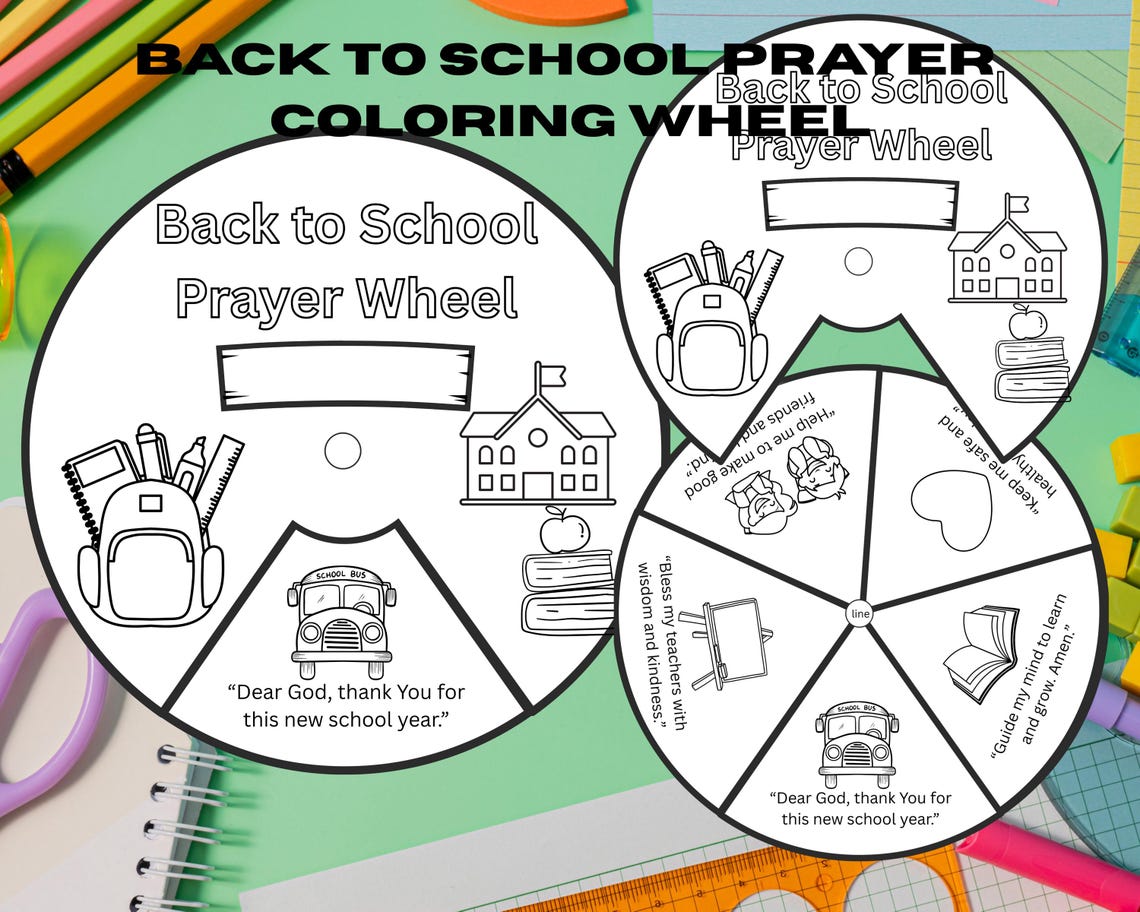 First Day of School Prayer Wheel: Christian Coloring Craft (printable ...