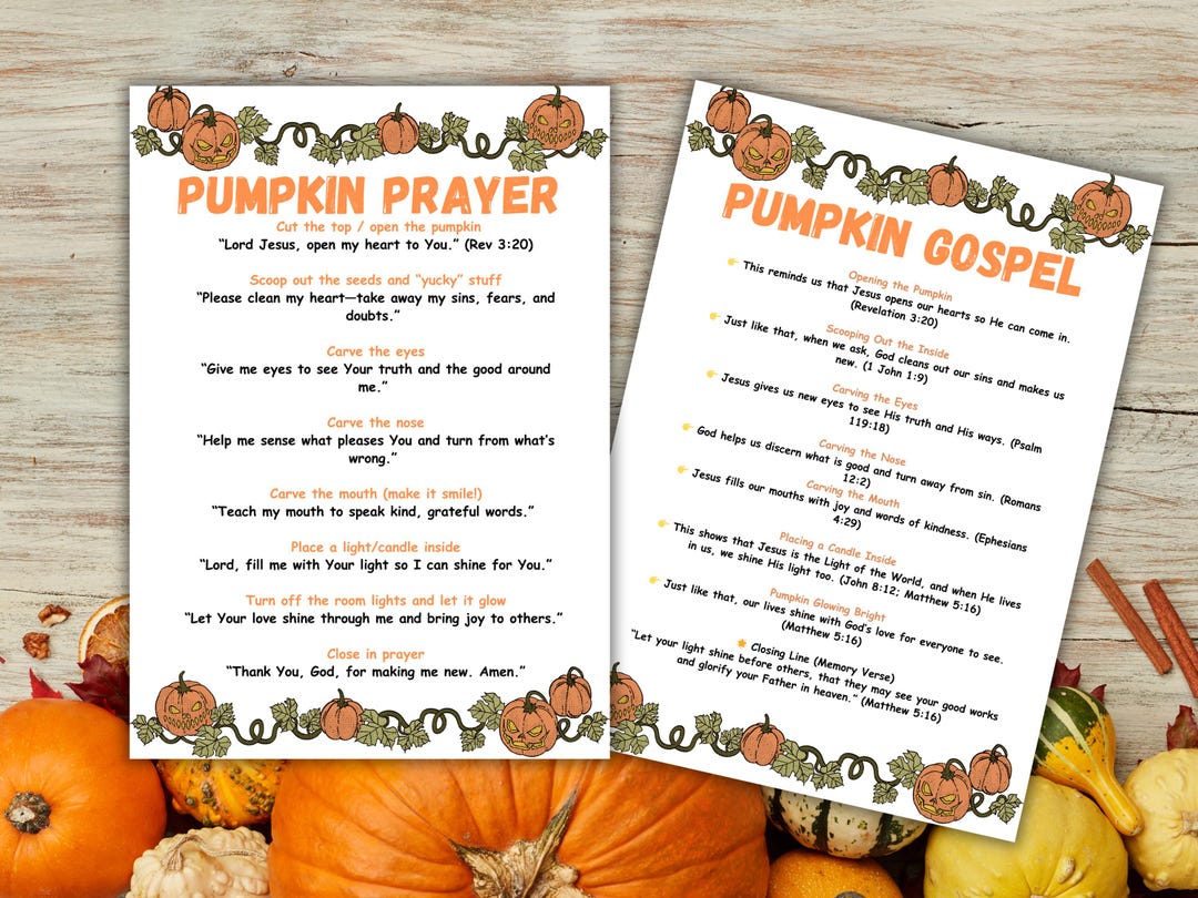 Pumpkin Prayer and Pumpkin Gospel Printable: Christian Fall Activity ...