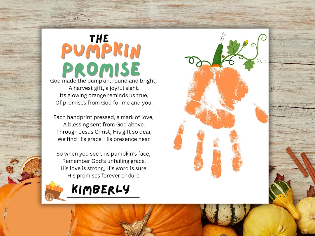 Pumpkin Promise Handprint Craft: Christian Fall Printable (digital ...