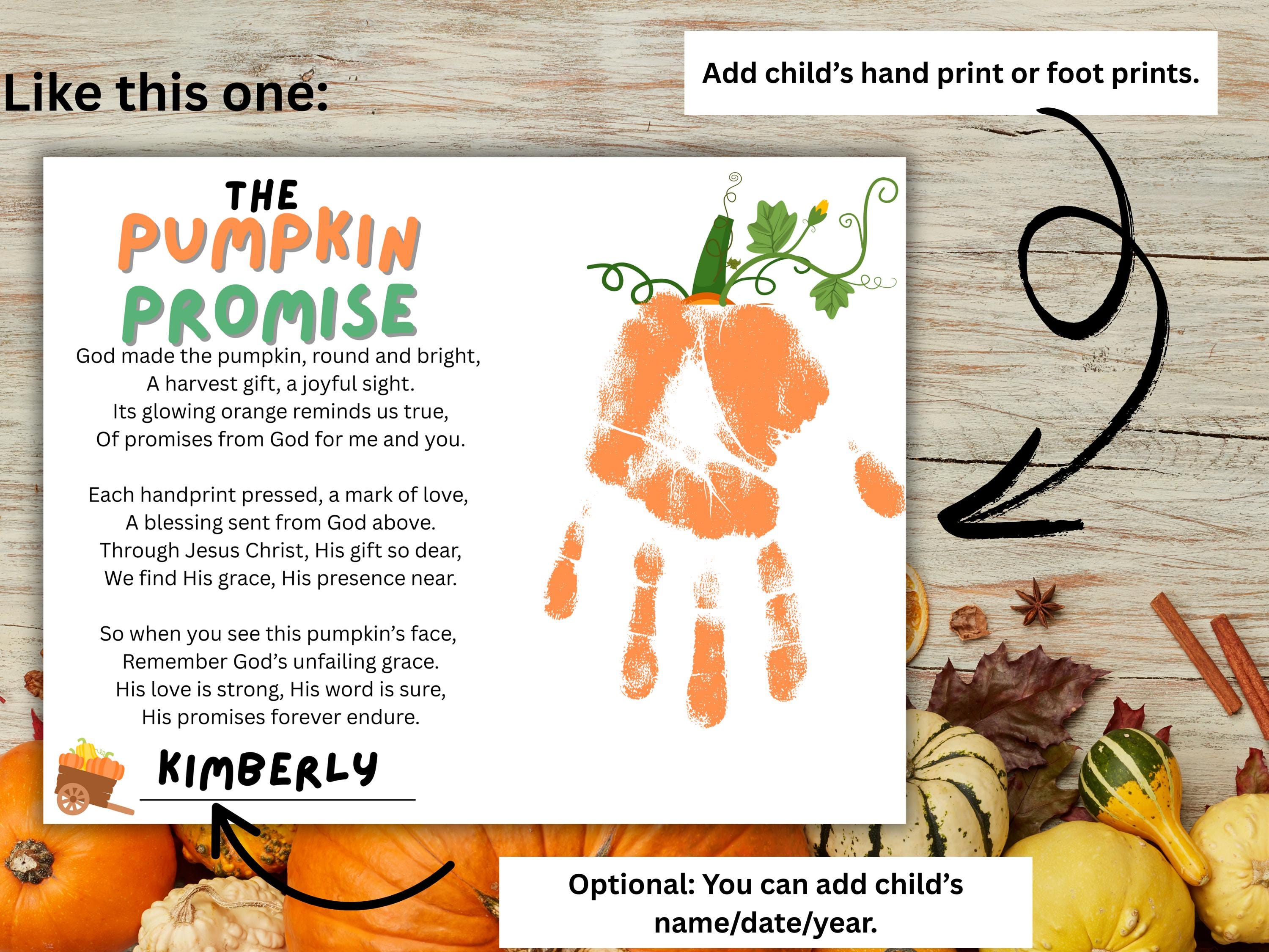 Pumpkin Promise Handprint Craft: Christian Fall Printable (digital ...