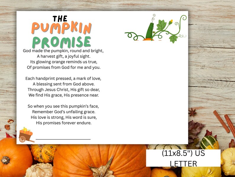 Pumpkin Promise Handprint Craft: Christian Fall Printable (digital ...