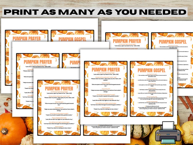 Pumpkin Prayer & Gospel Printable: Christian Fall Activity (PDF ...