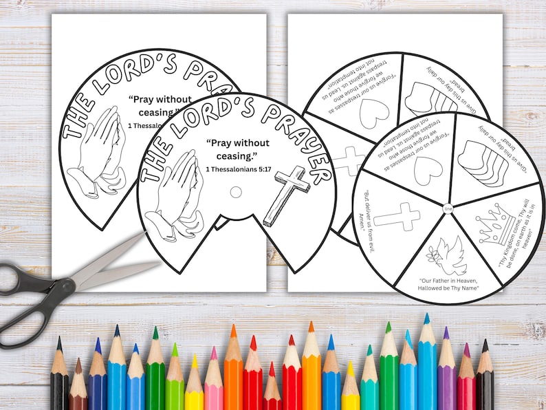 The Lord’s Prayer Coloring Wheel • Kids Bible Lesson Craft • Christian ...