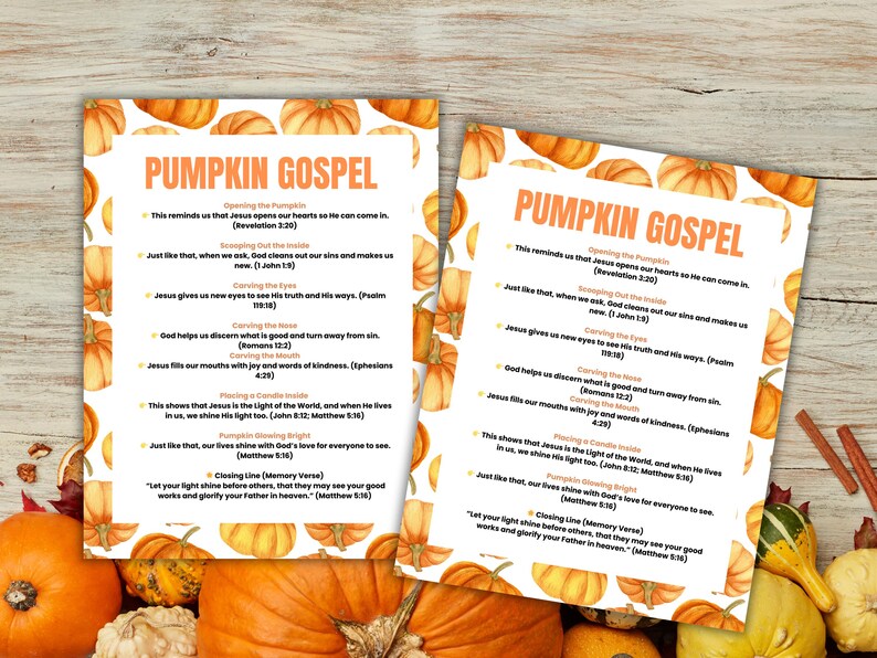 Pumpkin Prayer & Gospel Printable: Christian Fall Activity (PDF ...