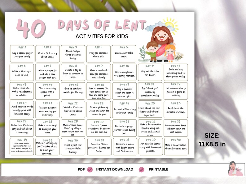 40 Days of Lent Countdown | Christian Kids Lenten Activities ...