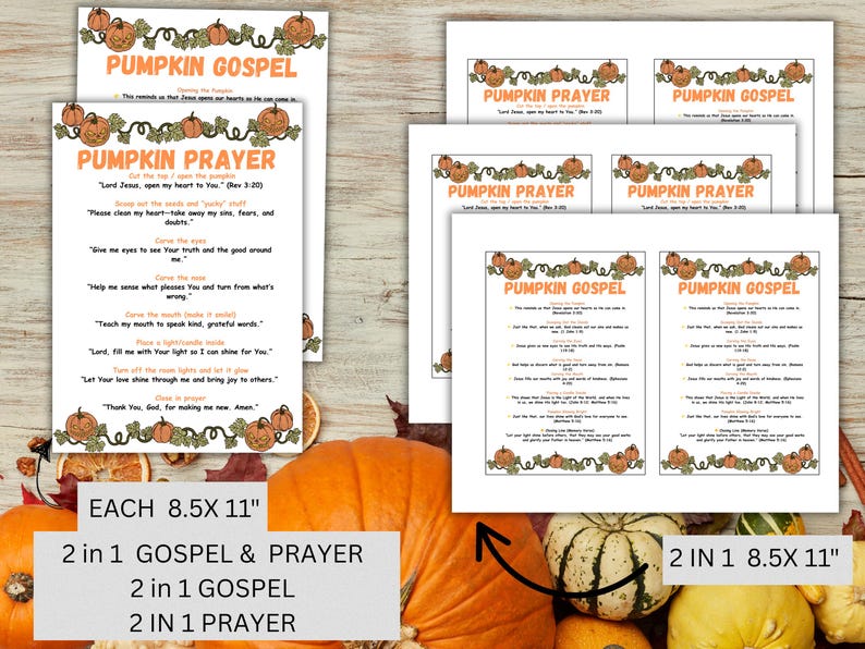 Pumpkin Prayer and Pumpkin Gospel Printable: Christian Fall Activity ...