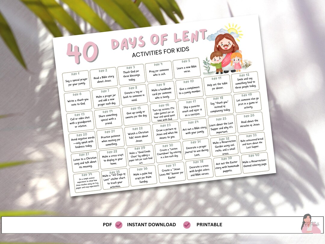 40 Days of Lent Countdown | Christian Kids Lenten Activities ...