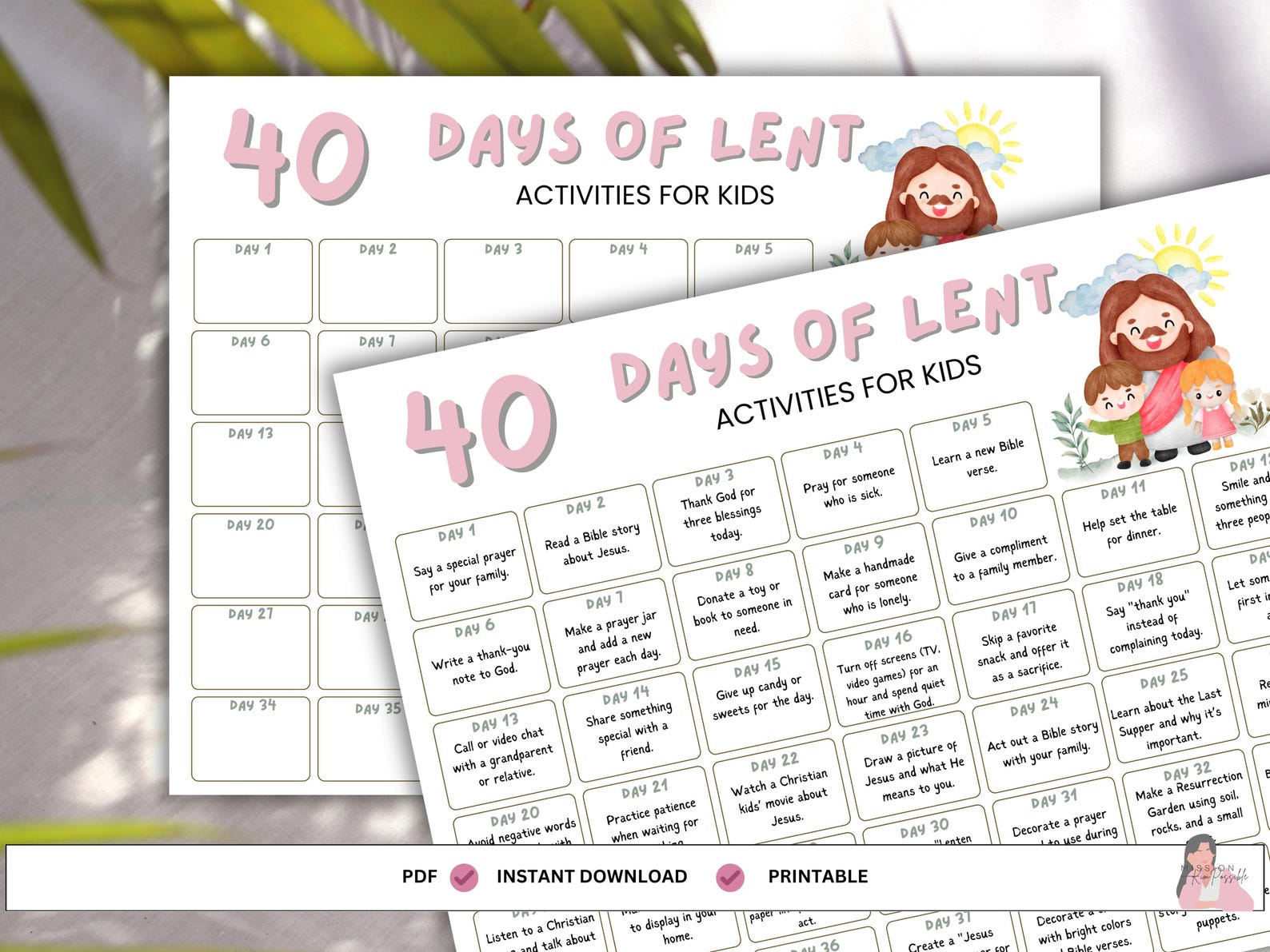 40 Days of Lent Countdown | Christian Kids Lenten Activities ...