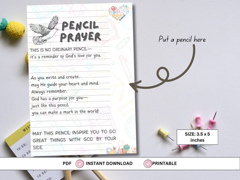 Christian Pencil Prayer Tag for Kids: Inspirational Gift (printable) - Etsy