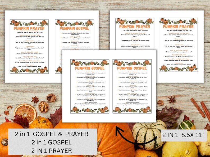 Pumpkin Prayer and Pumpkin Gospel Printable: Christian Fall Activity ...