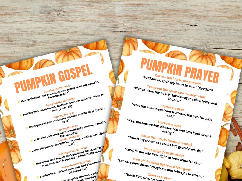 Pumpkin Prayer & Gospel Printable: Christian Fall Activity (PDF ...