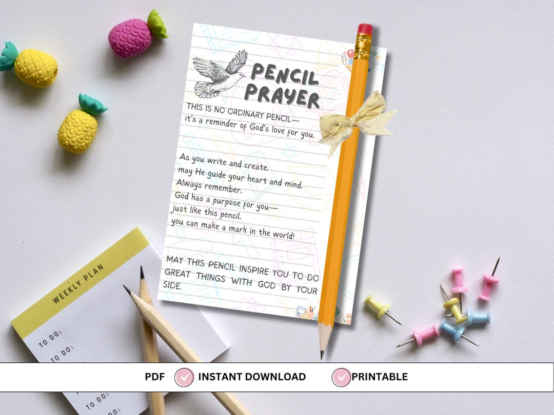 Christian Pencil Prayer Tag for Kids: Inspirational Gift (printable) - Etsy