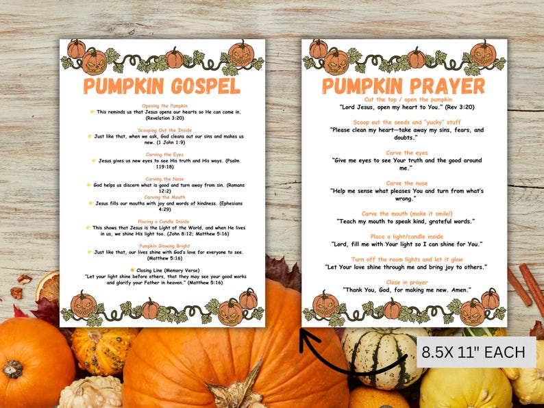 Pumpkin Prayer and Pumpkin Gospel Printable: Christian Fall Activity ...
