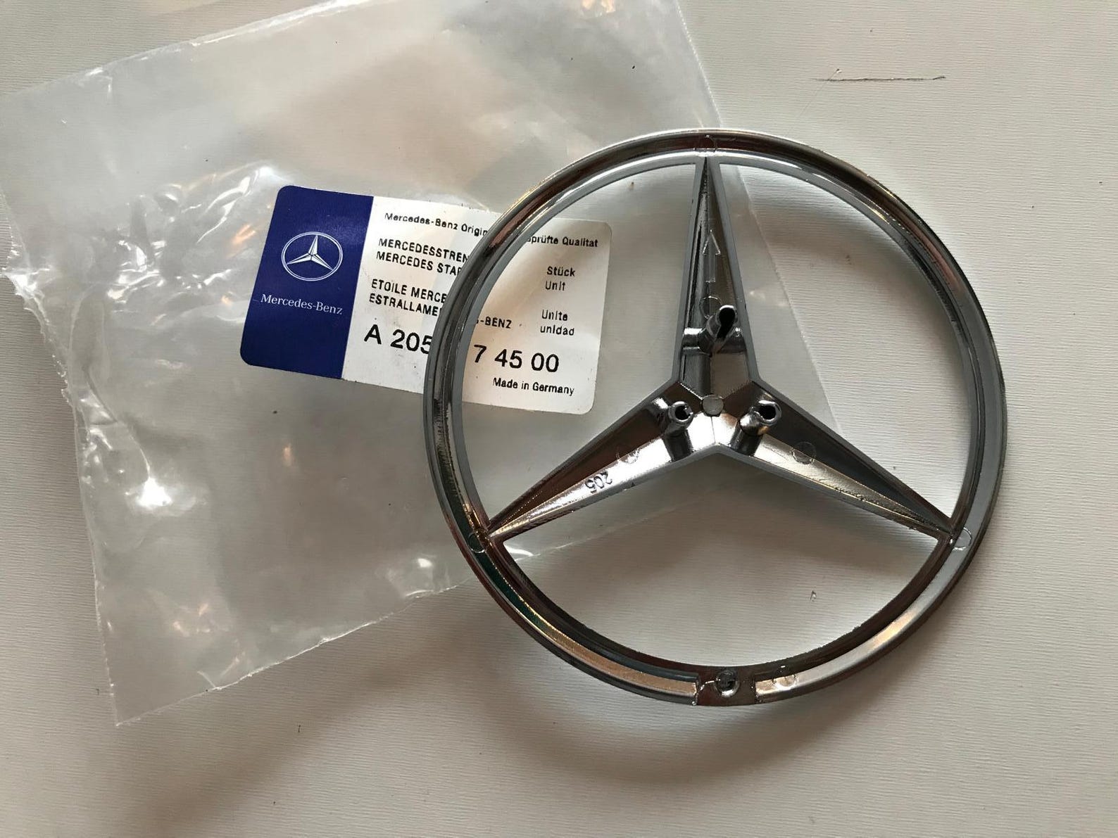Mercedes W205 Mercedes Star for Boot Lid A2058174500 Chrome NEW - Etsy