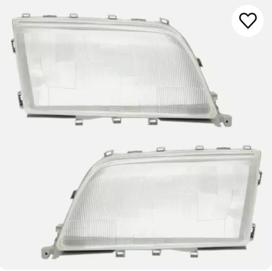 Mercedes-benz Mercedes W202 C-class Headlight Glass Left and Right 1993 ...