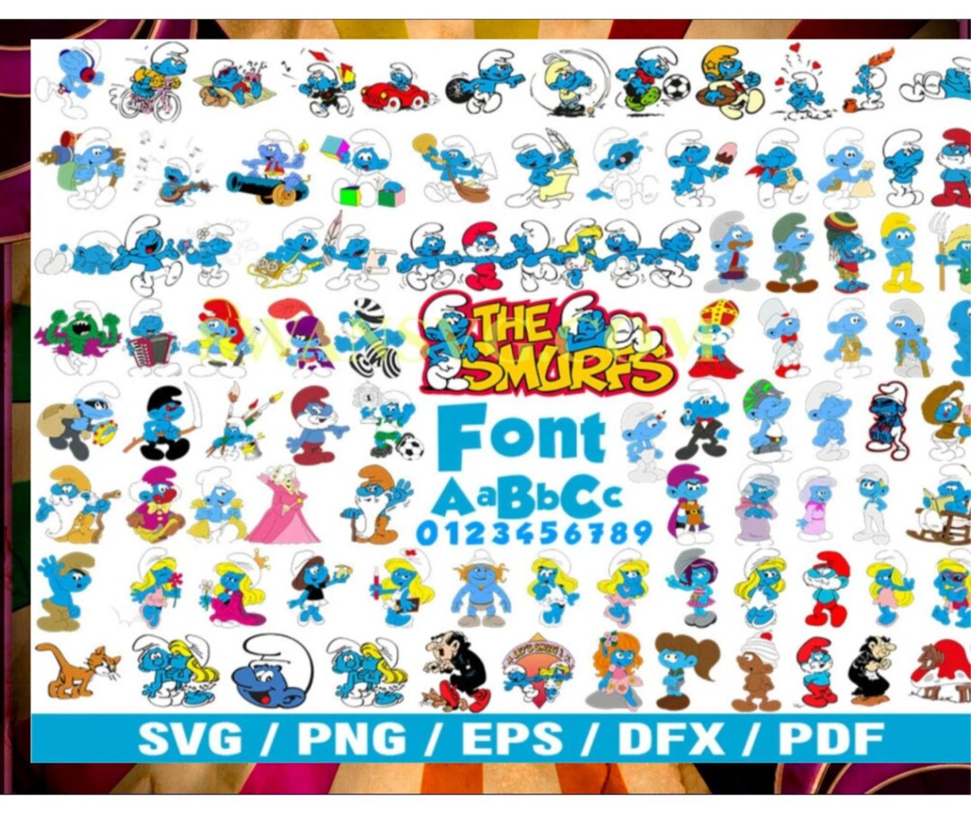 1030 Smurfs Bundle Svg, Smurfs Svg, Mega Bundle Smurfs Png, Smurfs Cut ...