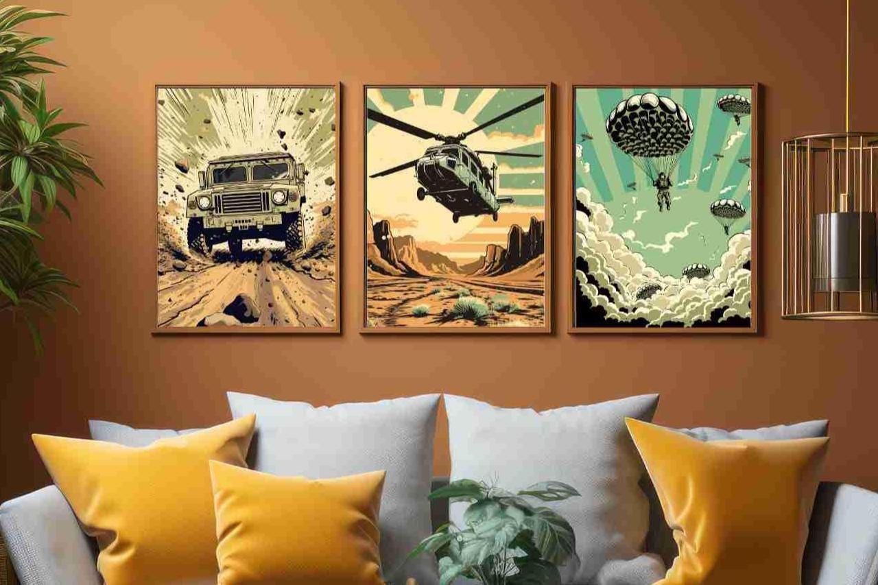 Combat Vehicle Airborne Poster (set of 3) – Military Truck Helicopter ...