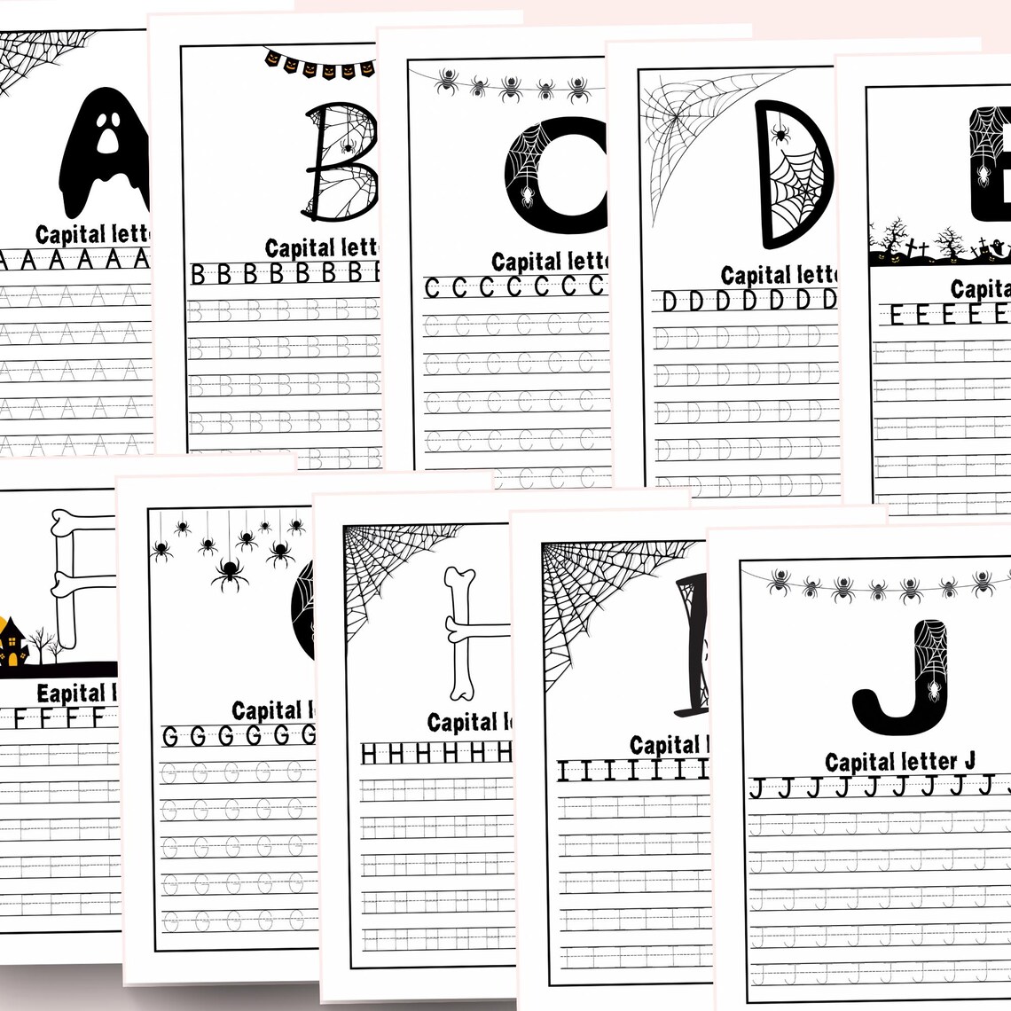 Halloween Alphabet Worksheets for Kindergarten: Printable Capital ...