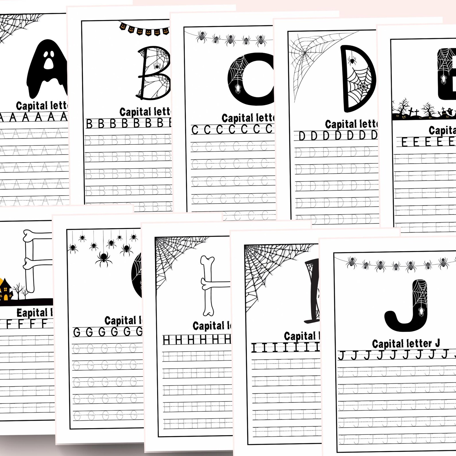 Halloween Alphabet Worksheets for Kindergarten: Printable Capital ...