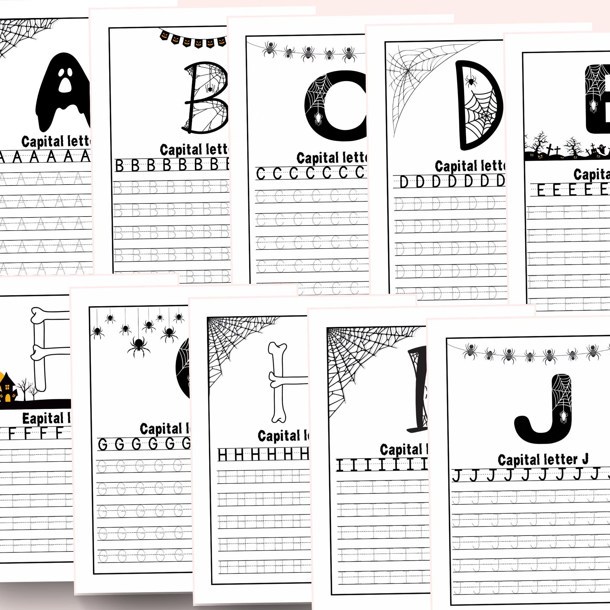 Halloween Alphabet Worksheets for Kindergarten: Printable Capital ...