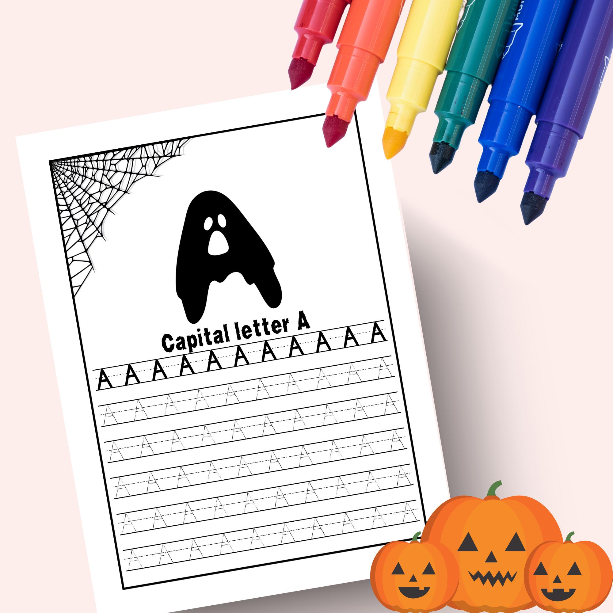 Halloween Alphabet Worksheets for Kindergarten: Printable Capital ...