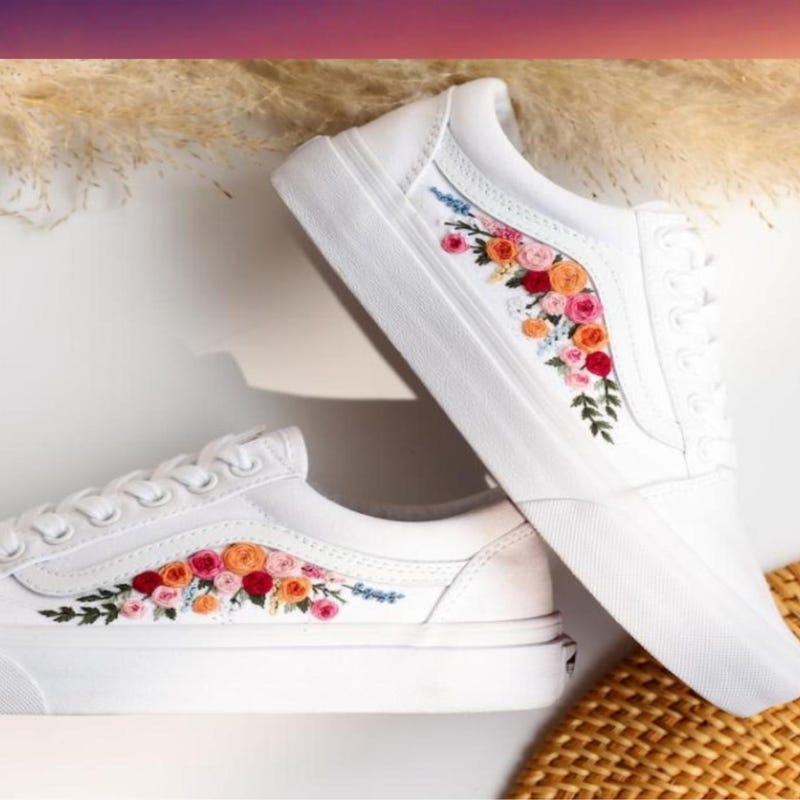 Embroidered Shoes - Etsy