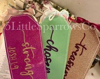 Satin Ribbon Bow Bookmark - Personalized Embroidered Faith Bookmark ...